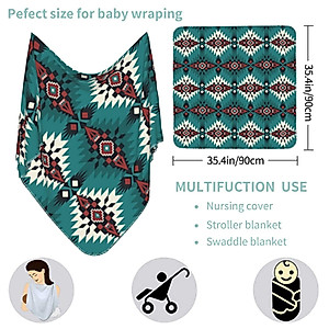 Western Native Southwest Aztec Navajo Baby Swaddle Blanket Newborn Baby Swaddle Blankets Receiving Muslin Blanket Swaddling Wrap Silky Soft Gift for Boys Girls