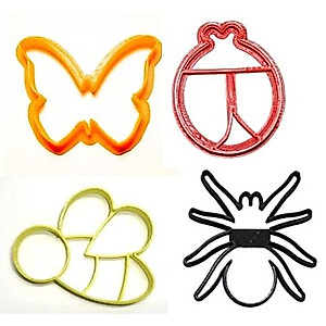 INSECTS BUGS ARACHNID WINGS LADYBUG BUMBLEBEE BUTTERFLY SPIDER SET OF 4 COOKIE CUTTERS USA PR1061