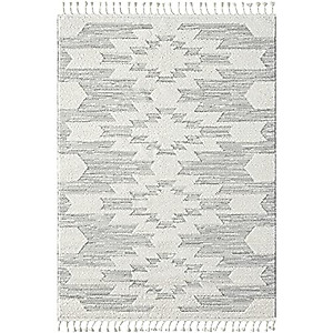 LUXE WEAVERS Ibiza Collection 8068 Grey 8x10 South Western Fringe Geometric Area Rug for Living Room, Bedroom, Dining Area