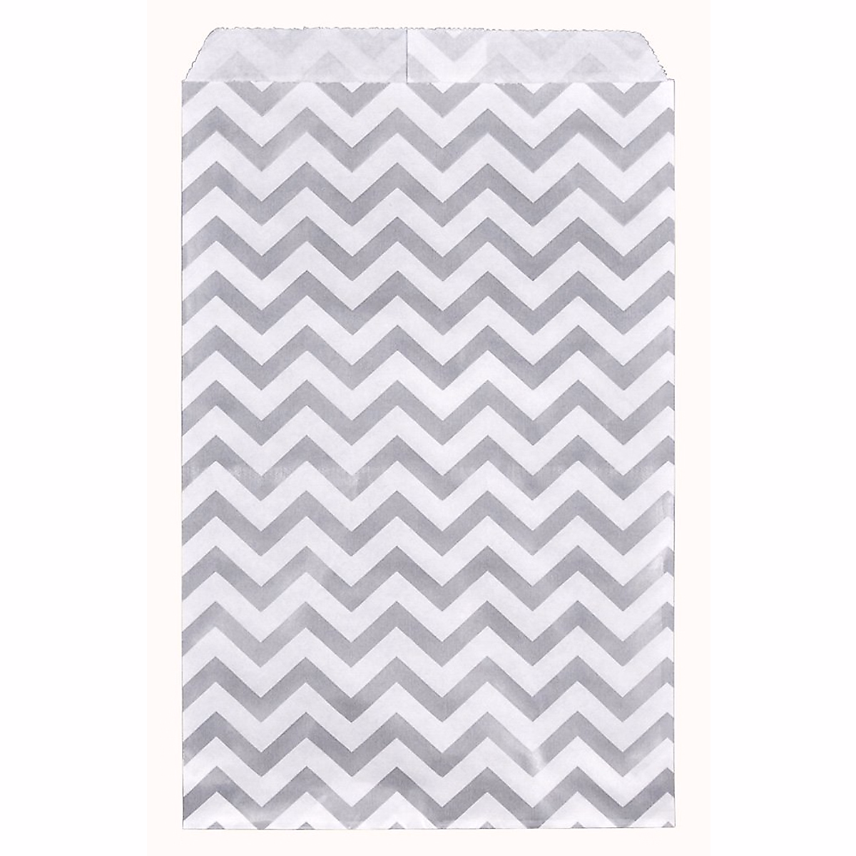 200 pcs Chevron Paper Gift Bags Shopping Sales Tote Bags 6" x 9" Shimmering Silver with Caddy Bay Collection Microfiber Cleaning Cloth