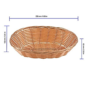 FUNSUEI 18 Pack 9 x 6 x 2.3 Inches Oval Poly Wicker Bread Baskets, Food Serving Baskets, Handmade Woven Pantry Organizer for Storing Bread, Vegetables, Fruits, Snacks and Crafts, Natural