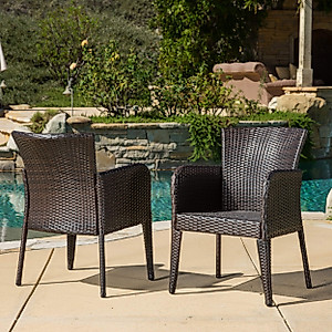 Christopher Knight Home Anaya Outdoor Wicker Dining Chairs, 2-Pcs Set, Multibrown