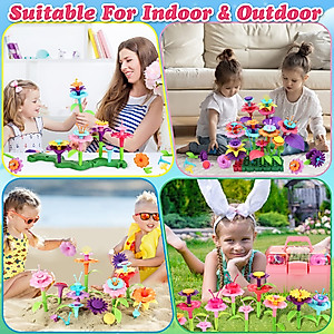 Soinsfac Flower Garden Building Toys, Updated 166pcs Educational Toys for 3-6 Year Old Toddler Toys for Girls Boys Gifts, Kids Gardening Set Learning Game Toys Activity Stem Toys Gifts for Birthday