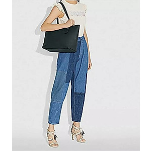 Coach Pebble Leather Central Zip Tote Shoulder Bag Green Style No 69424