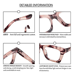 REAVEE 3 Pack Oprah Style Reading Glasses Blue Light Blocking Computer Square Retro Readers for Women with Spring Hinge 2.0