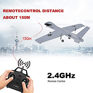 GoolRC Z51 Predator RC Plane, 2.4Ghz 2 Channels Remote Control Airplane with 3-Axis Gyro, Foam Hand Throwing RC Aircraft Glider with 660mm Wingspan, DIY Kit Toys for Kids Beginners