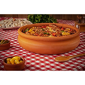 Luksyol Clay Pan For Cooking, Pan for Mexican Indian Korean Dishes, Handmade Cookware, Clay Pot or Oven, Terracotta Pot, Clay Pot For Cooking, Unglazed Clay Pots For Cooking, Clay Oven Pan 11 Inches