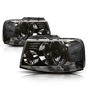 2Pcs Replacement Headlights Assembly Compatible with Ford F150 04-08/Lincoln Mark LT 06-08,Smoked Lens/Clear Corner