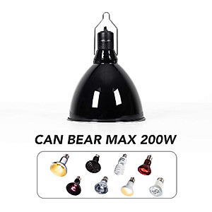 REPTI ZOO 8.5 inch Reptile Light Fixture 200W 2 in 1 E26 Base with Removable Ceramic Socket with On Off Toggle Switch in Black,Aquarium Dome Reptile UVB Light Socket Fixture (without Bulbs)