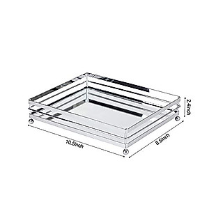 Gurfuy Acrylic Decorative Mirror Tray Perfume Vanity Jewelry Tray Makeup Tray for Dresser, Bathroom, Bedroom (Sliver)