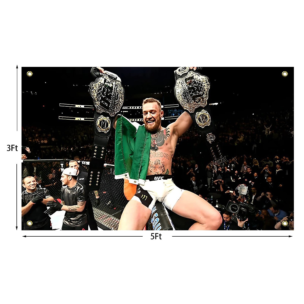 Conor McGregor Boxing Flag Funny Poster Durable Man Cave Wall Flag with Brass Grommets 3x5 Feet Flag for College Dorm Room Decor,Outdoor,Bedroom, Parties gifts, travel, filming,events,festivals..