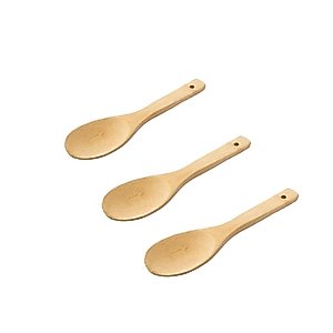 9 Inch Bamboo Rice Scoops Paddles, Wooden Non-stick Rice Spatula, Large Wood Serving Salad Spoons Scooper for Cooking, Stirring Soup, Sushi Kitchen Utensil Set (3 Pack)