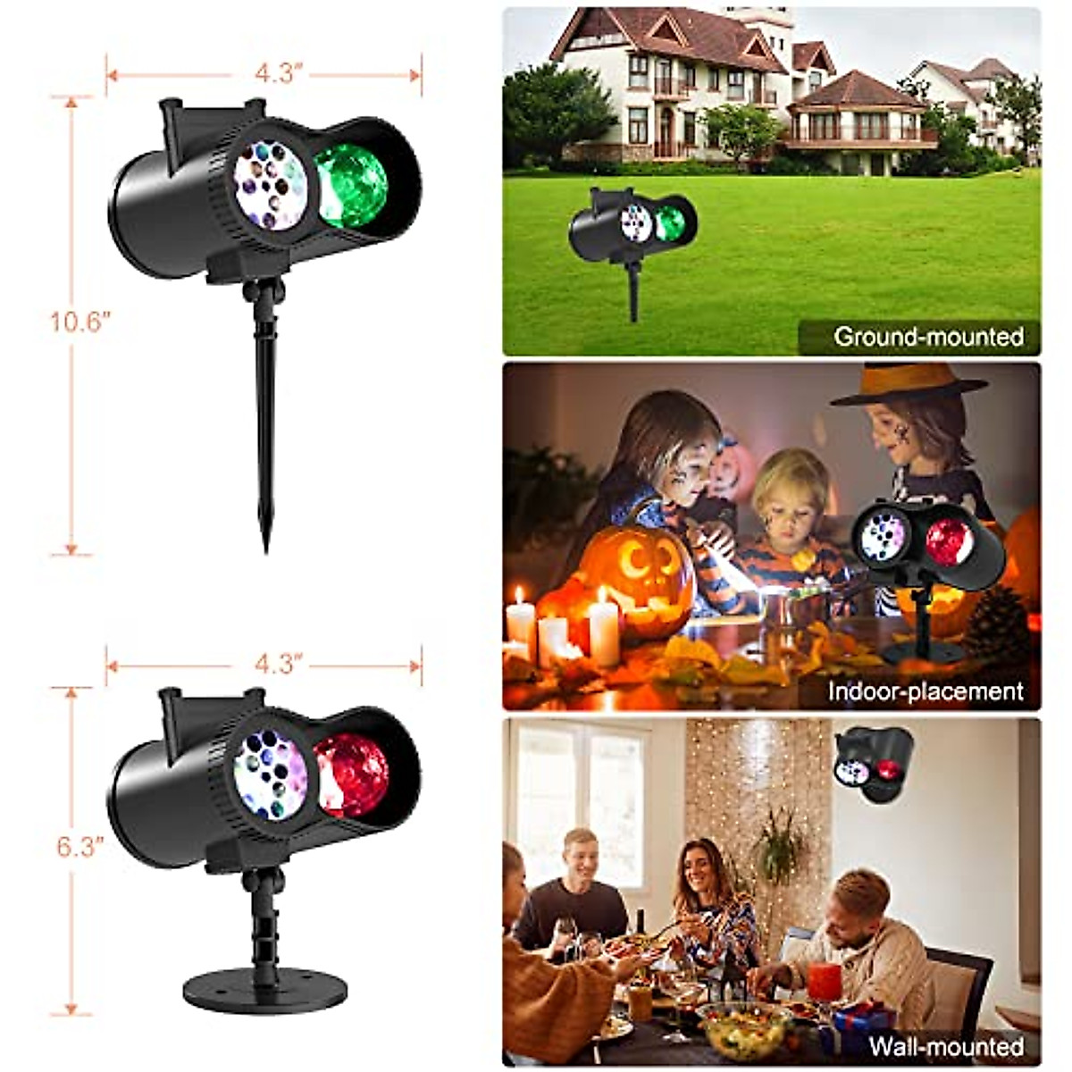 Holiday Projector Lights Outdoor Halloween Christmas LED Projector Lights 3D Ocean Wave & 20 Patterns Projection Light with Remote for Holiday Birthday Xmas Party Landscape Decorations