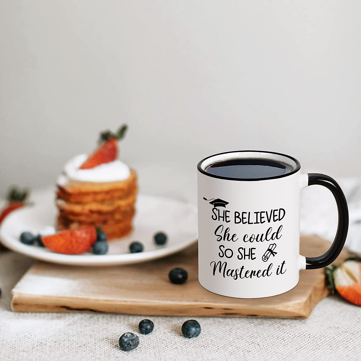 Maustic Graduation Gifts for Her, She Believed She Could So She Mastered It Mug, Masters Degree Graduation Gifts, College Graduation Gifts for Her Women Friends Girls, Best Graduation Gifts, 11 Oz