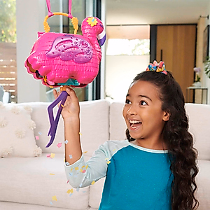 Polly Pocket Flamingo Party Large Compact Playset with 26 Surprises (Including Micro Margo & Friend Dolls), Pop & Swap Feature, Tropical Party Play Areas: Palm Tree Slide & Swing; Banquet; Water Area