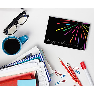 Better Office Products 36 Pack Work Anniversary Cards with Envelopes, Business Employee Appreciation Cards, Bulk Set, 4 x 6 Inch, 6 Fireworks Cover Designs,