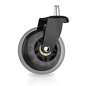 Office Chair Caster Wheels,Heavy Duty Office Chair casters for Chairs to Replace Chair mats ，3"Replacement Chair Casters with 7/16" x 7/8" Stem,Universal fit（Single-Black）