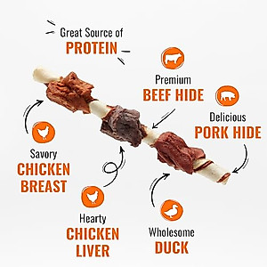 Good ’n’ Fun Triple Flavor Kabobs 18 Count, Rawhide Snack for All Dogs (3 Pack)