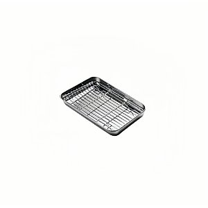 Roasting Pan Stainless steel Pans for Oven,Toaster Oven Tray Pans with cooling rack,Baking Sheet,Baking Pan Cookie Sheet with Rack,Shallow Edge(1.2inch),Dishwasher Safe (10.4x8x1.2in)
