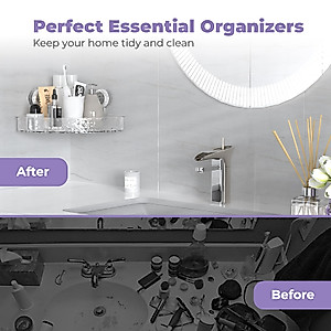 KATIKADDY Large Corner Shower Caddy Suction Cup, No-Drilling New Home Decor Essentials, Large Shower Organizer Shelf, Rustproof Heavy-Duty Accessories Storage Rack, For Apartment Tile Wall Bathroom