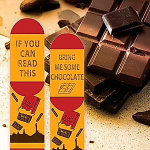 AGRIMONY Funny Socks for Men and Women - If You Can Read This Bring Me Chocolate Fun Novelty Crew Socks - Teens Boys Crazy Funky Food Socks with Sayings-Valentines Day Christmas Funny Gifts