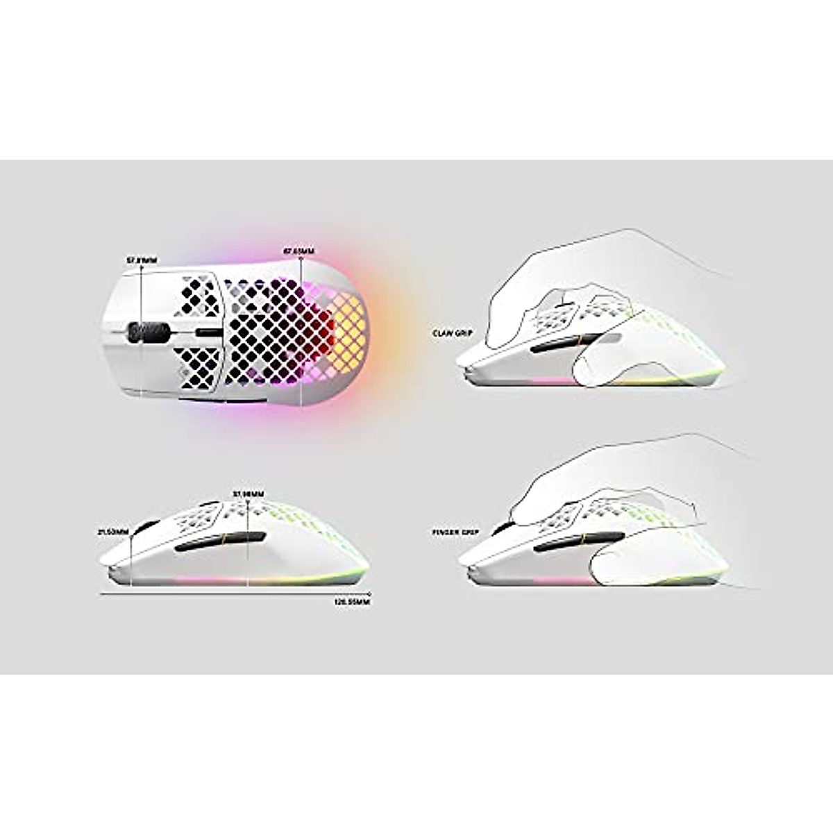 SteelSeries Aerox 3 Wireless - Super Light Gaming Mouse - 18,000 CPI TrueMove Air Optical Sensor - Ultra-lightweight 68g Water Resistant Design - 200 Hour Battery Life – Snow