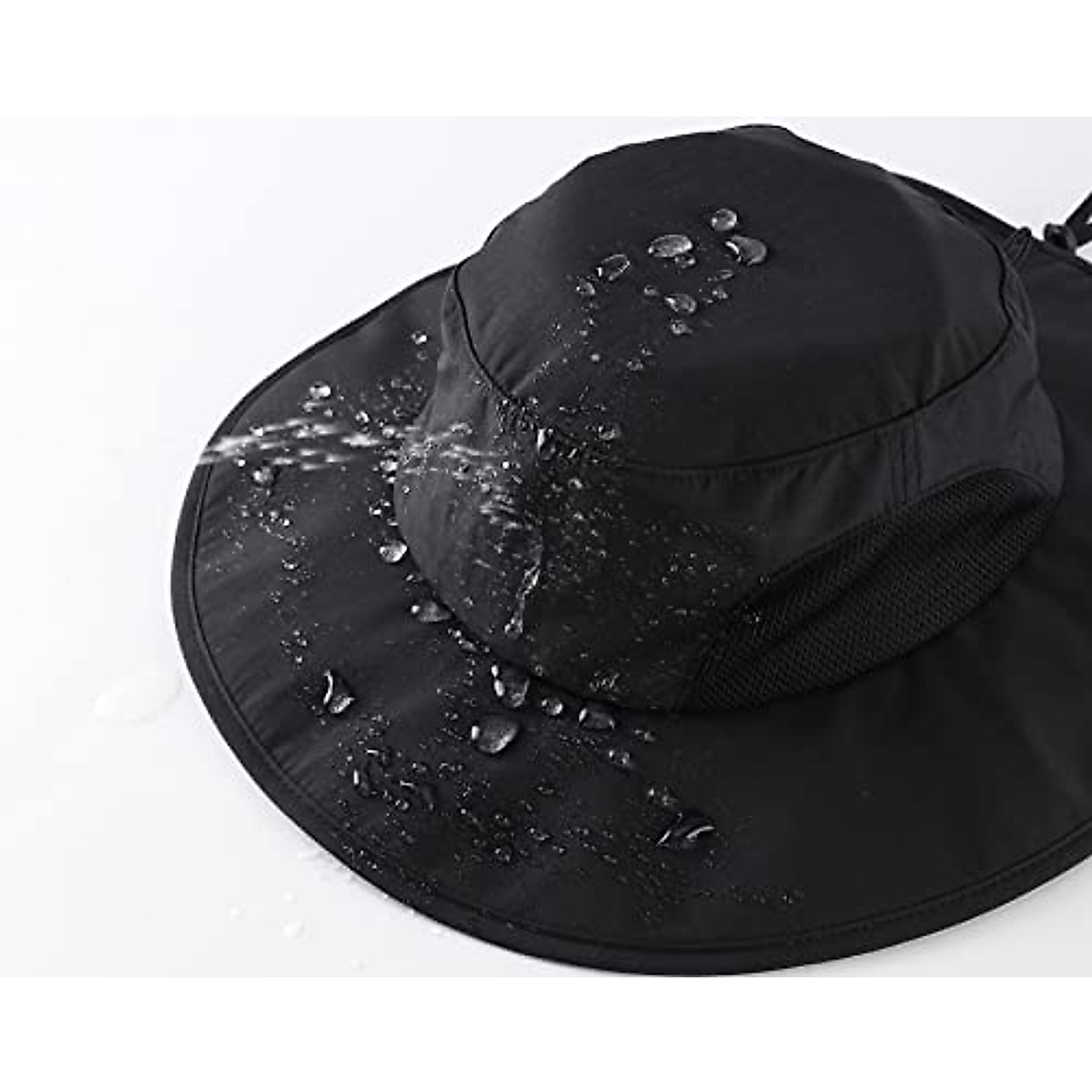 Home Prefer UPF50+ Mens Sun Hat Wide Brim Fishing Hat UV Protection Hat Portable Gardening Bucket Hat Black