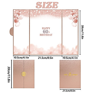 Trgowaul 60th Birthday Guest Book Alternative Decorations for Women, Rose Gold Happy 60th Birthday Decorations, 60 Years Old Party Signature Certificate, Card 60th Birthday Party Supplies Gift Sign