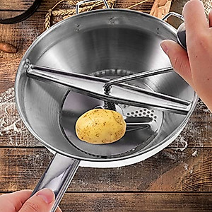 DOITOOL Food Mill Stainless Steel, Food Mill for Tomato Sauce, Applesauce, Puree, Mashed Potatoes, Jams, Food (Silver)