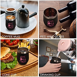 Pink Flamingo Let's Flamingle Wine Tumbler with Sliding Lid Stemless Stainless Steel Insulated Cup Outdoor Camping Mug black-style1
