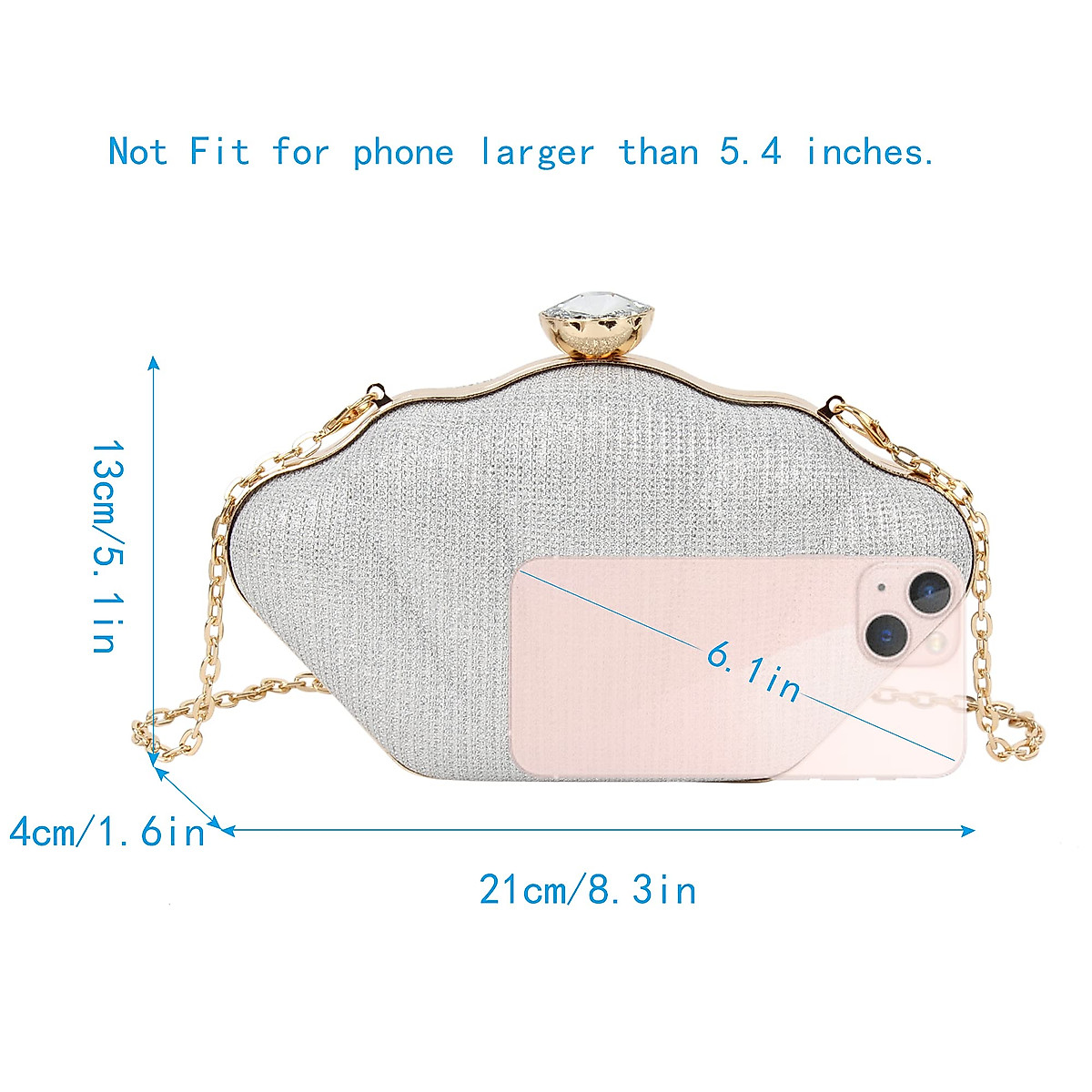 Women Mini Sequins Seashell Evening Clutch Chain Strap Cross-body Bag