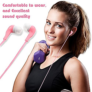 100 Pack Earphones Bulk Kids Ear Earbud Headphones for Classroom School, Compatible with Most 3.5 mm Interface (Multicolor)