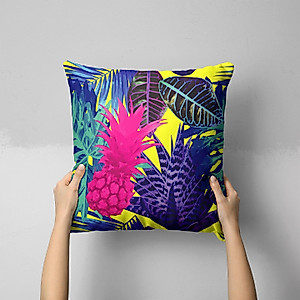 iiRov Summer Design Ink-Fuzed Decorative Throw Pillow - Hype Fluorescent Summer Pineapple Pattern