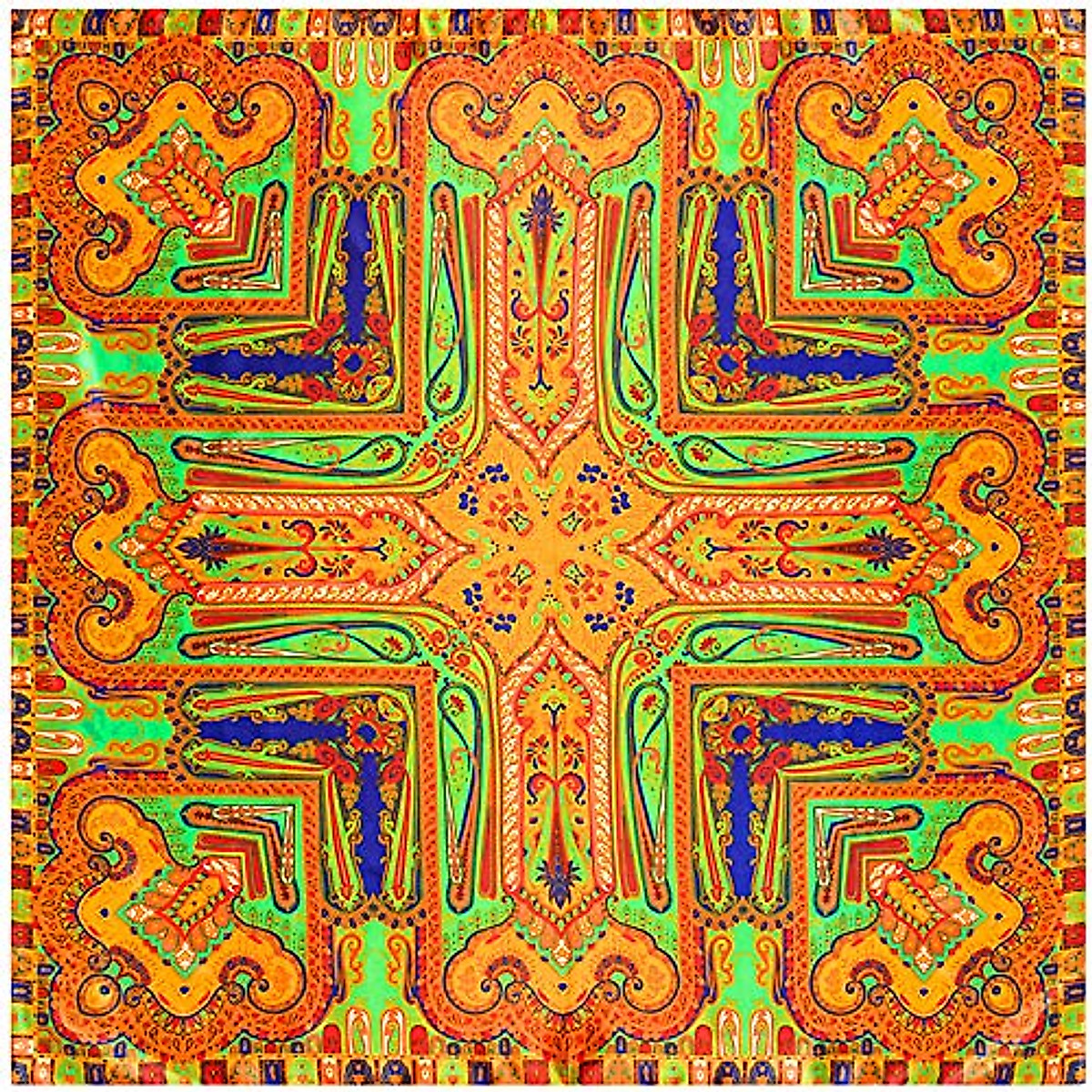 YOUR SMILE Silk Like Scarf Women's Fashion Pattern Large Square Satin Headscarf,Gold Totem