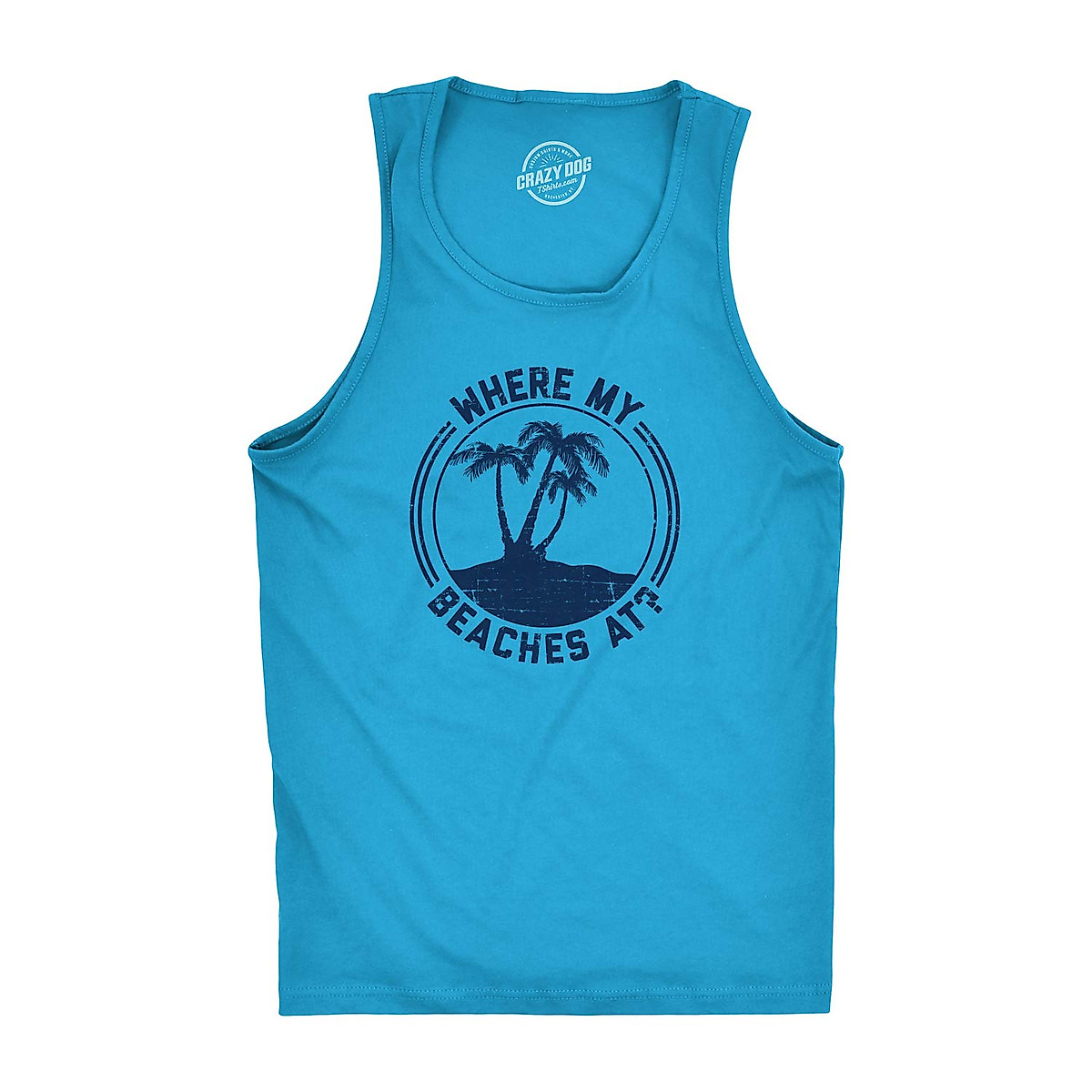 Mens Fitness Tank Where My Beaches at Tanktop Funny Summer Vacation Shirt Funny Workout Shirt for Men Funny Fitness Tank Top Novelty Tank Tops for Men Turquoise S