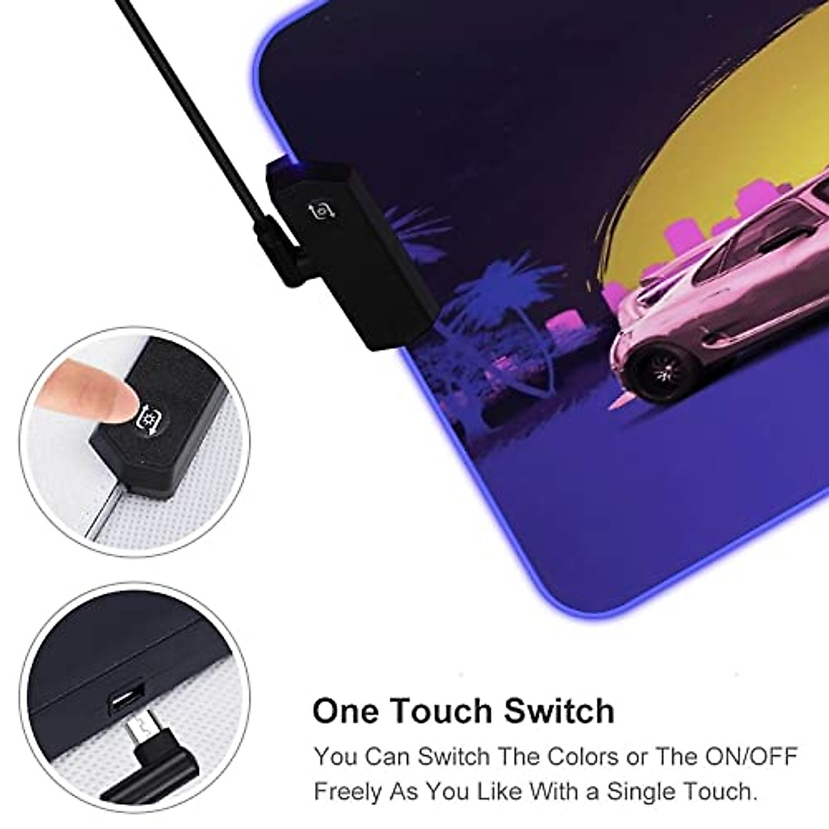 Anime Vaporwave Supra JDM Car Mouse Pad Gaming Mouse Pad RGB Laptop USB Illuminated LED Home Office Accessories Desk Pad