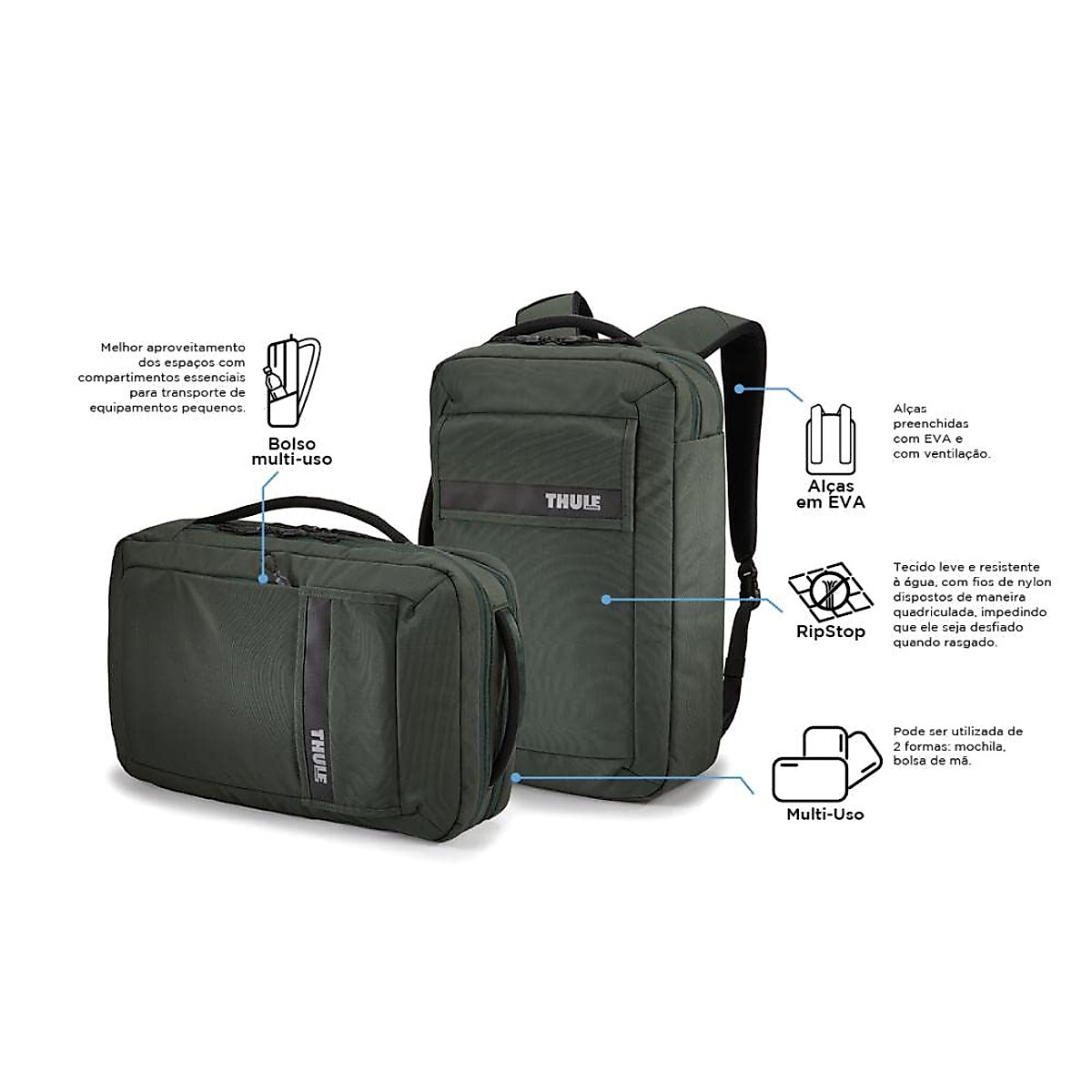 THULE(スーリー) Suree 3204491 Paramount Convertible Backpack, Capacity: 3.6 gal (16 L), Can Store Laptops, Racing Green
