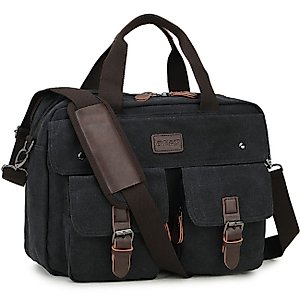 RAVUO Messenger Bag for Men, Water Resistant Mens Briefcase 15.6 Inch Laptop Bag Large Canvas Shoulder Satchel Bag