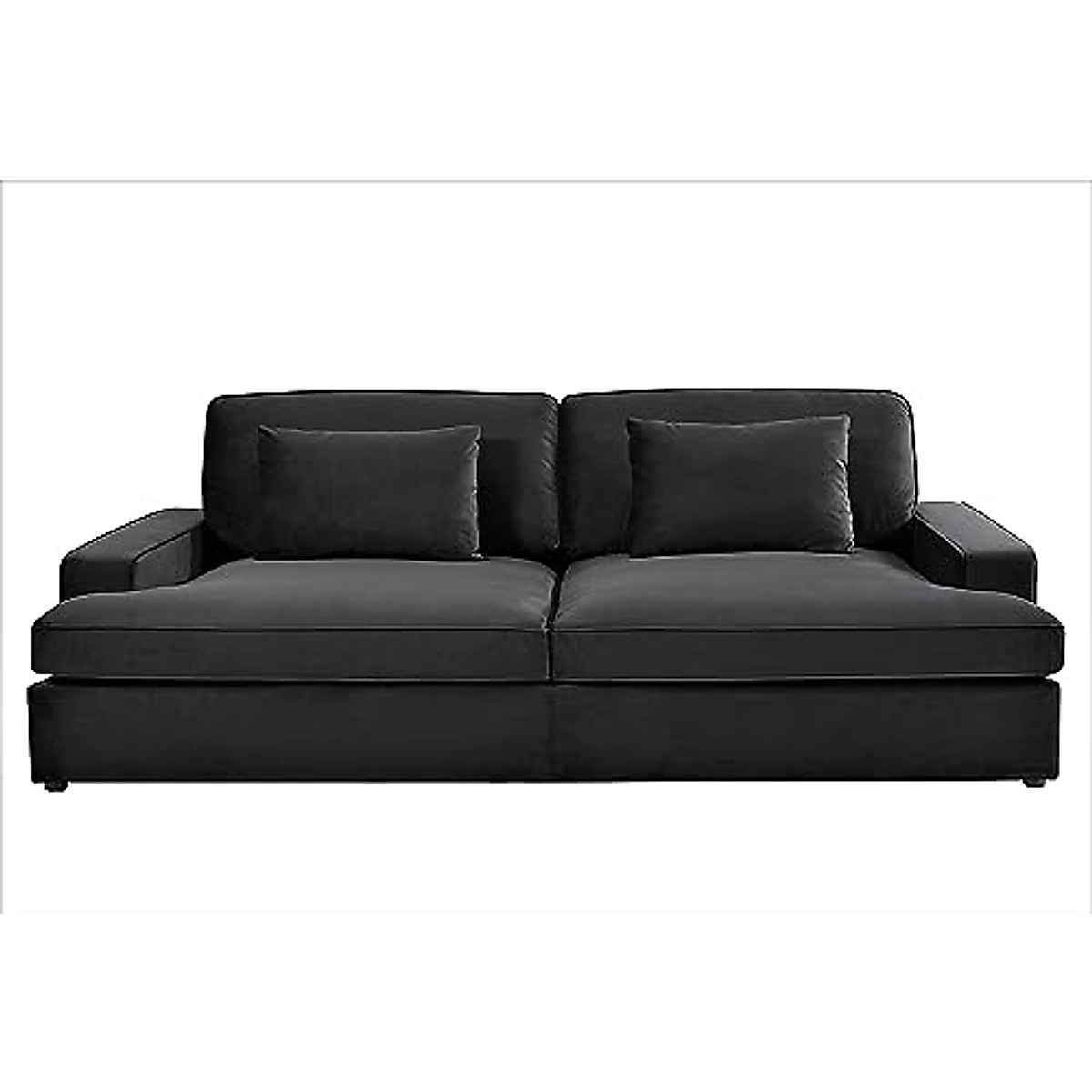 US Pride Furniture Sleek Velvet Sleeper Sofa Bed Couch with Luxurious Design, Stylish Focal Point for Elegant Living Spaces and Cozy Lounging with 2 Accent Pillows, Black