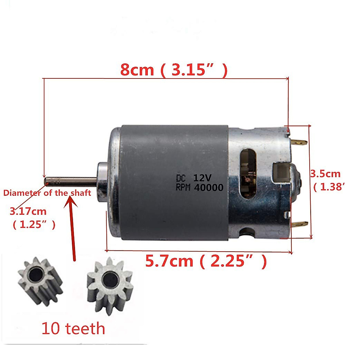 JIARUIXIN 2 Pcs Universal 550 40000RPM Electric Motor RS550 12V Motor Drive Engine Accessory for RC Car Children Ride on Toys Replacement Parts