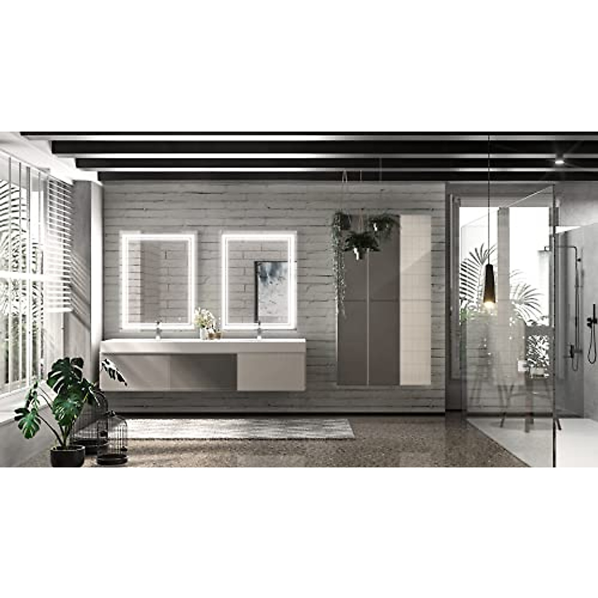 Keonjinn LED Bathroom Mirror, 36 x 28 Inch Bathroom Mirror with Lights, Front Lighted Vanity Mirror, Anti-Fog Wall Mounted Dimmable Memory Brightness Front Lights Makeup Mirror (Vertical/Horizontal)