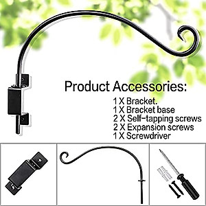 Qiang Ni Swivel Plant Hanger Bracket: 16-Inch Bird Feeder Hanger for Outdoor Wall Mount - Heavy-Duty Outside Plant Hook for Hanging Flower Baskets