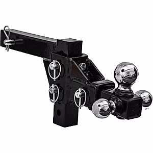 Buyers Products 1802225 Adjustable Tri-Ball Hitch Solid Shank with Chrome Balls