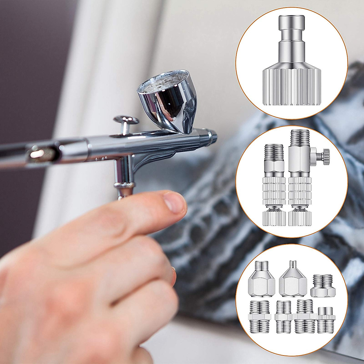 15 Pieces Airbrush Adapter Set Airbrush Quick Release Coupling Disconnect Adapter Kit Airbrush Quick Release Disconnect Fitting Connector Set Female Connectors for Air Compressor and Airbrush Hose