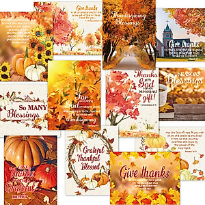 WorldBazaar Thanksgiving Greeting Cards Religious Cards with Bible Verses Envelopes 24 Pack