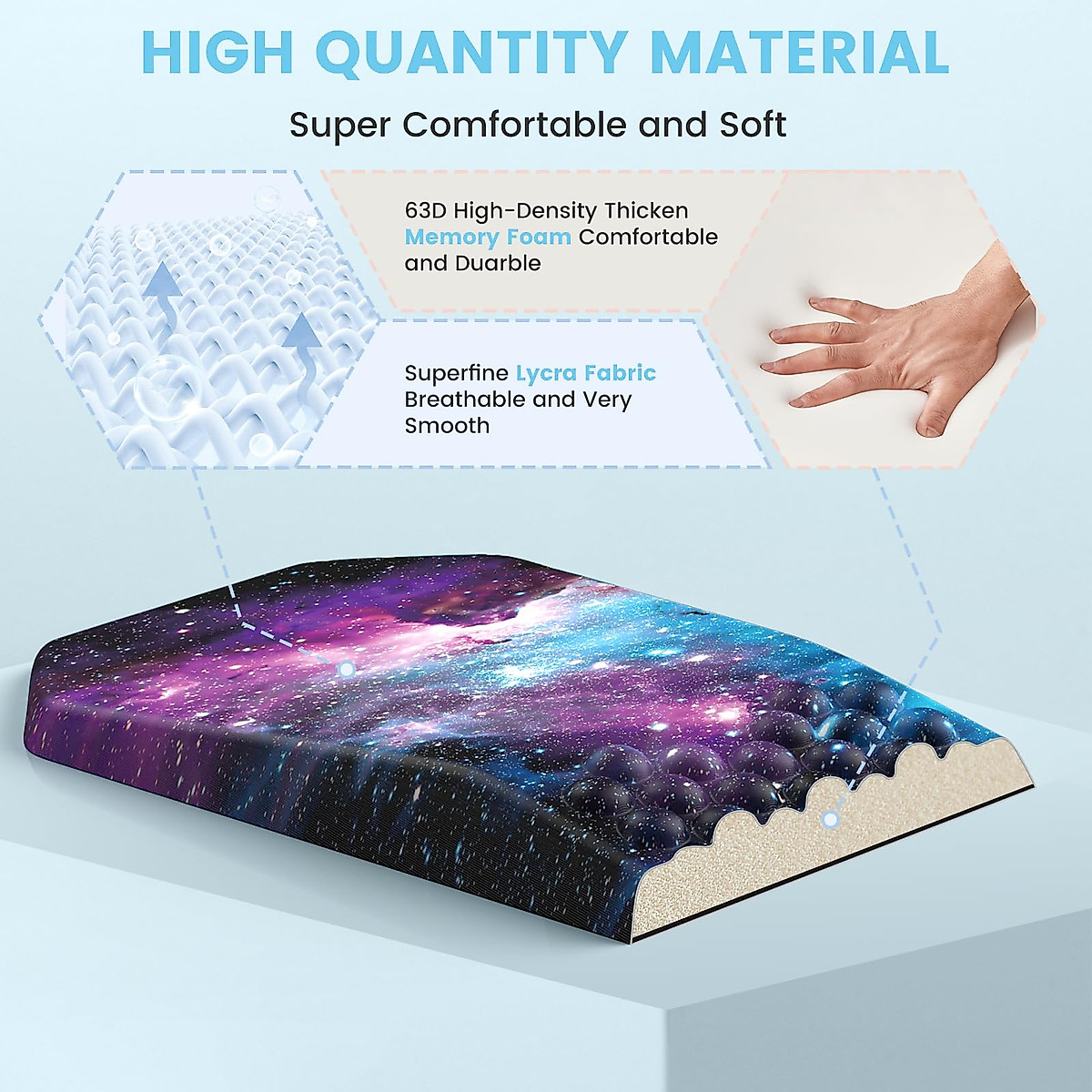Roxooze Ergonomic Mouse Pad with Wrist Rest, Gaming Mouse Pad Wrist Support, Memory Foam Mousepad with Massage Design, Non-slip PU Base Mouse Pads for Wireless Mouse & Desk, Purple Blue Galaxy