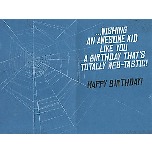 Happy Birthday Greeting Card Featuring Spider-Man: Just Your Friendly Neighborhood Spider-Man Wishing an Awesome Kid Like You A Birthday That's Totally Web-Tastic!