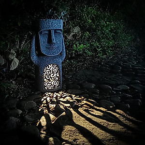 ANIAFJ Moai Funny Planter Solar Decor Planter Moai Solar Light Décor Ester Island Tiki Urn Easter Island Head Flowerpot-Do not Listing