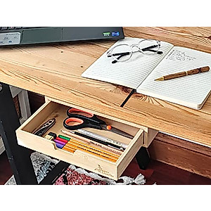 Poor Charlie Under Desk Drawer - Self Adhesive Bamboo Drawer - Sleek and Modern Design - Easy Installation - Compatible with Most Desks