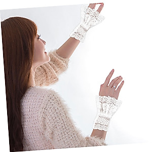 Beaupretty 1 Pair Lace Trim Manicure Gloves Nail Art Decoration Lace Hand Cuff Elastic Wrist Cuffs Fingerless Wrist Cuffs Emptiness Fake Sleeves Bracelet Wrist Cover
